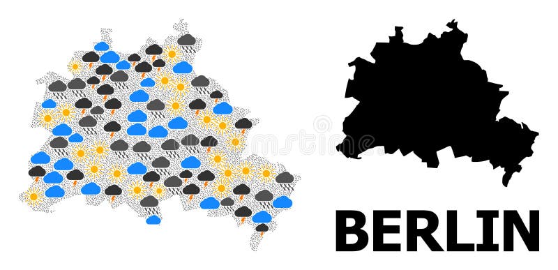 Climate Collage Map of Berlin City Stock Illustration - Illustration of ...