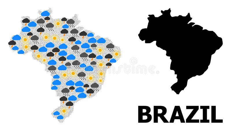 Climate Collage Map of Brazil Stock Illustration - Illustration of ...