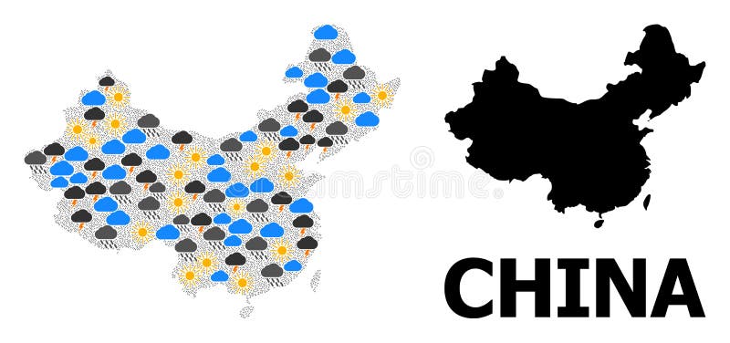 Climate Collage Map of China Stock Illustration - Illustration of ...