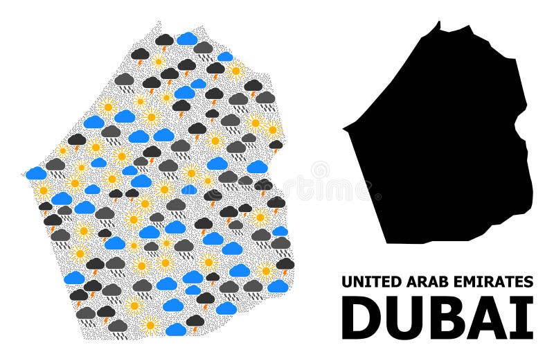Climate Collage Map of Dubai Emirate Stock Illustration - Illustration ...