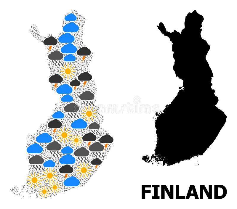 Climate Collage Map of Finland Stock Illustration - Illustration of ...