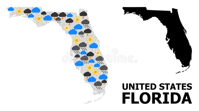 Climate Collage Map of Florida State Stock Illustration - Illustration ...