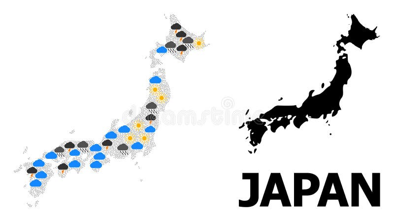 Climate Collage Map of Japan Stock Illustration - Illustration of ...