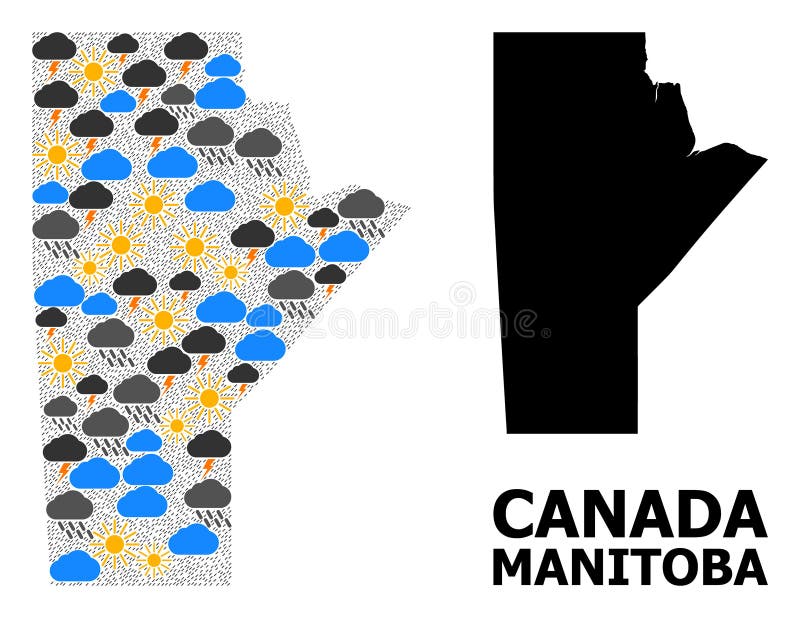 Climate Collage Map of Manitoba Province Stock Illustration ...