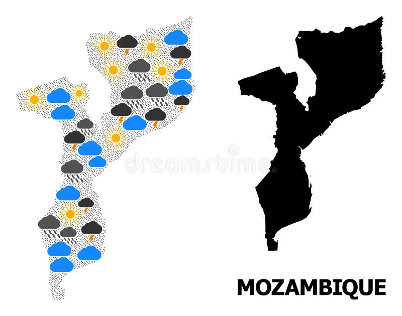 Climate Collage Map of Mozambique Stock Illustration - Illustration of ...