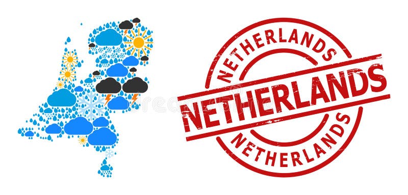Climate Collage Map of Netherlands and Textured Badge Stock Vector ... Climate Collage Map of Netherlands and Textured Badge Stock Vector ...