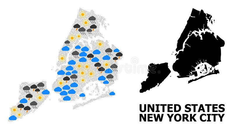 Climate Collage Map of New York City Stock Illustration - Illustration ...