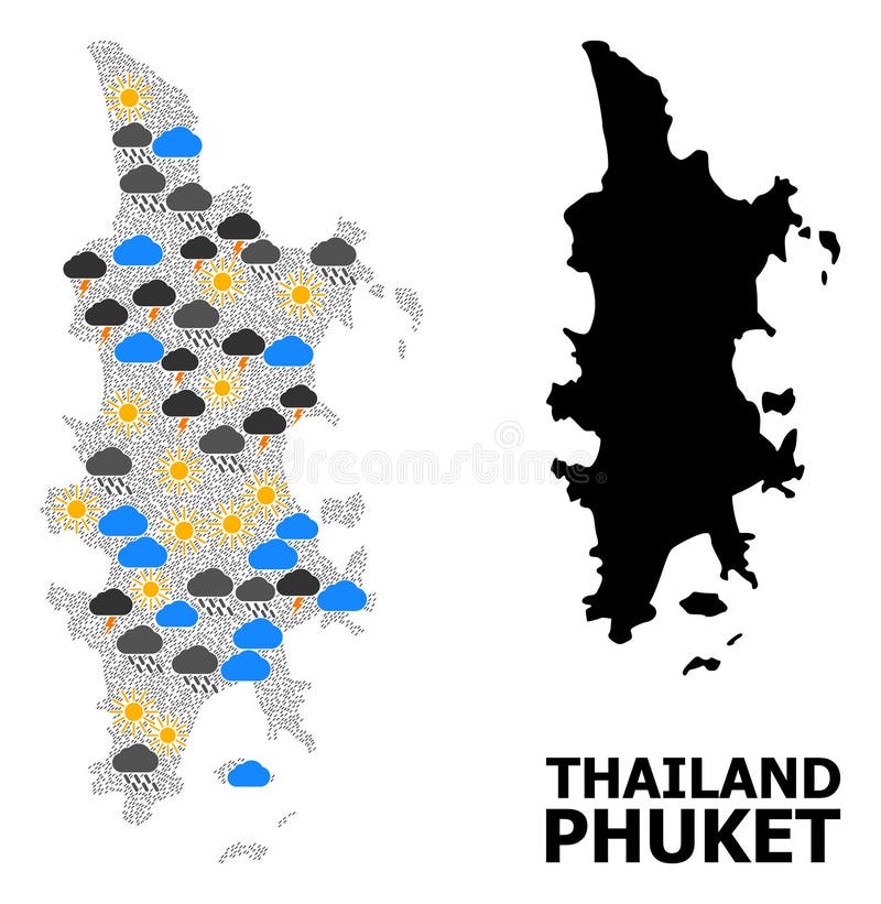 Climate Collage Map of Phuket Stock Illustration - Illustration of ...