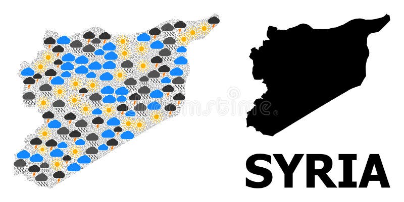 Climate Collage Map of Syria Stock Illustration - Illustration of rainy ...
