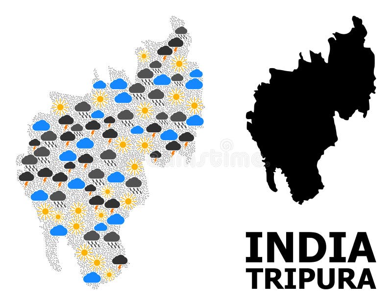 Climate Collage Map of Tripura State Stock Illustration - Illustration ...