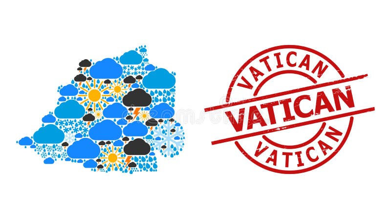 Climate Mosaic Map of Vatican and Textured Badge Stock Vector ...
