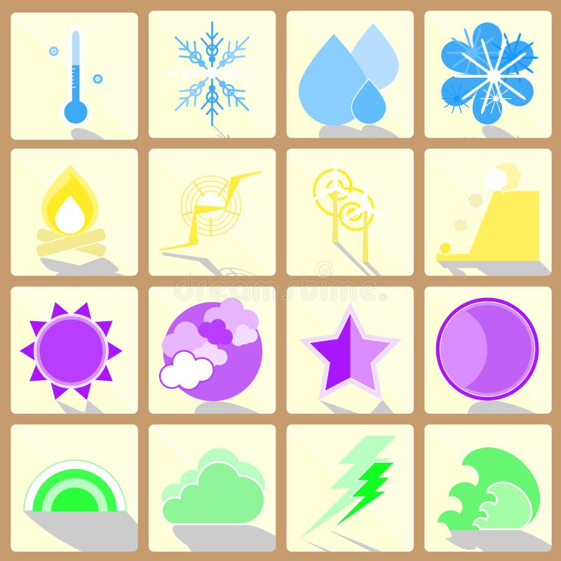 Climate Color Icons on Button Stock Vector - Illustration of design ...