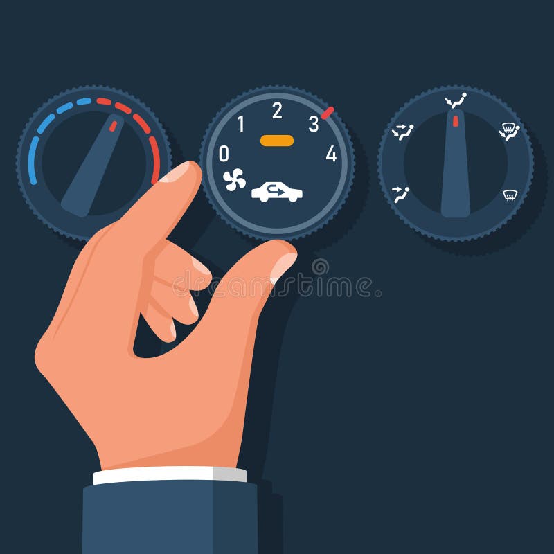 Climate Control Handle. Person Includes Air Conditioning in Car Stock ...