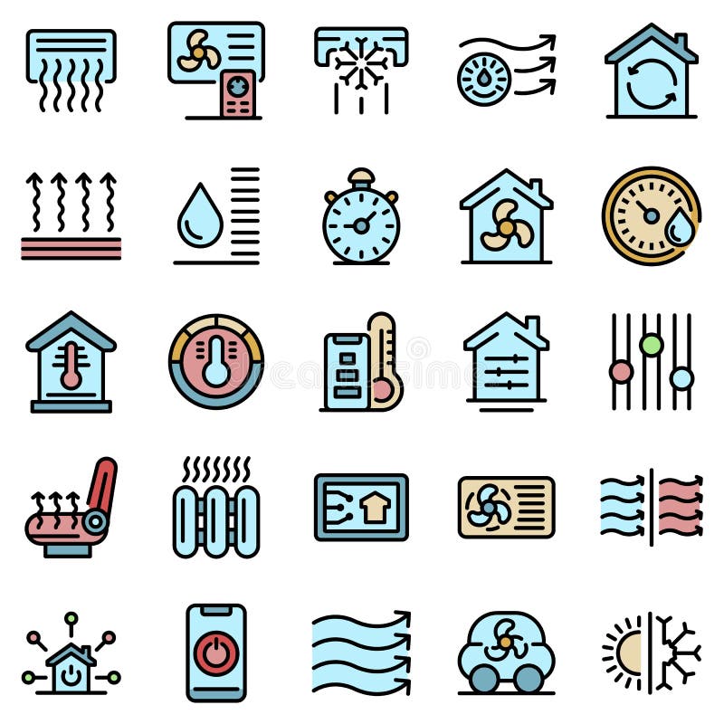 Climate Control Systems Icons Set Vector Flat Stock Vector ...