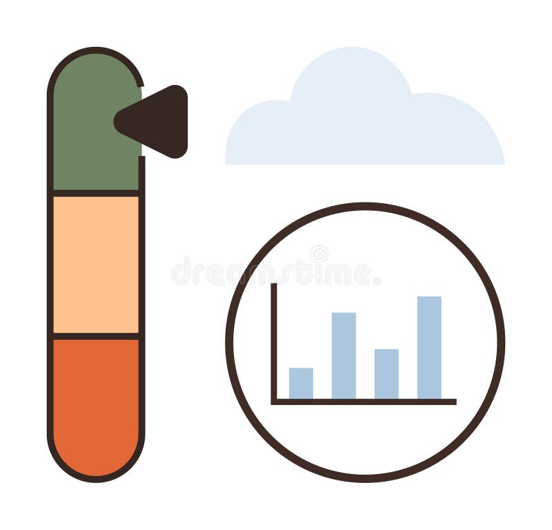 Climate and Data Analysis with Bar Graph and Vertical Thermometer Indicator Stock Illustration ...