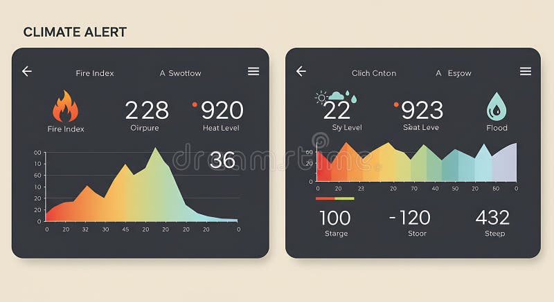 Climate Data Visualizations in Mobile App Interface Stock Illustration - Illustration of numbers ...