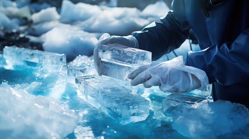 Climate Engineer Exploring Ice Stock Illustration - Illustration of ...