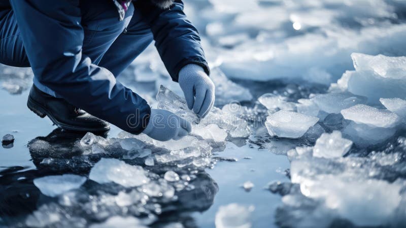 Climate Engineer Exploring Ice Stock Image - Image of drifting ...