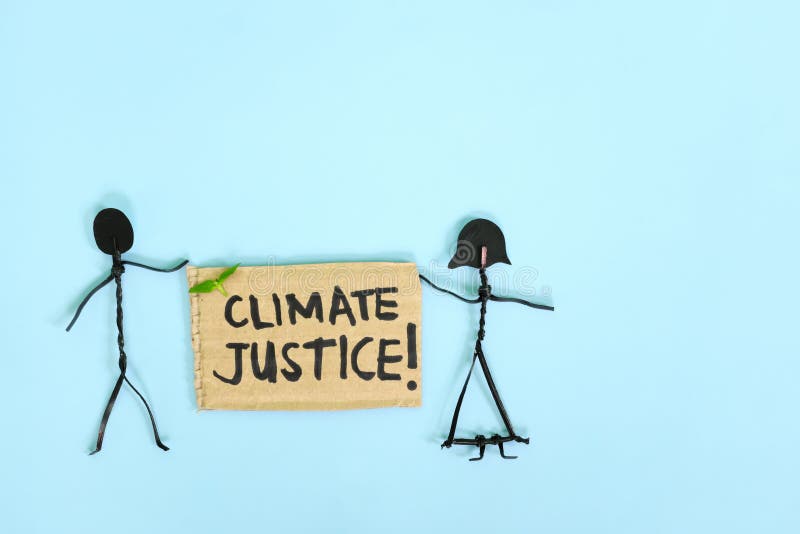 Climate Justice Concept. People Stick Figures Protesting while Holding ...