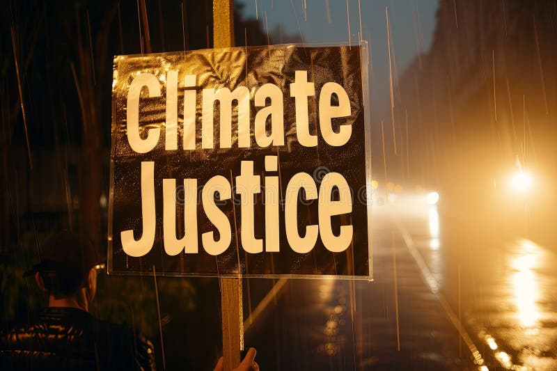 Climate Justice Text on a Banner Generative AI Stock Illustration ...