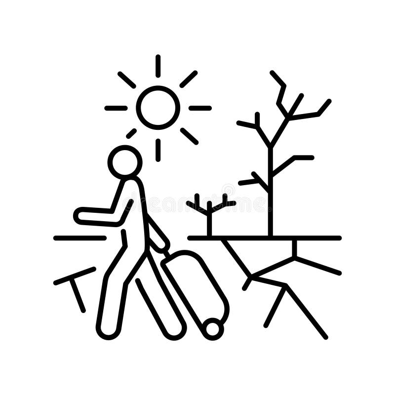 Climate Migration Black Line Icon. Stock Vector - Illustration of ...