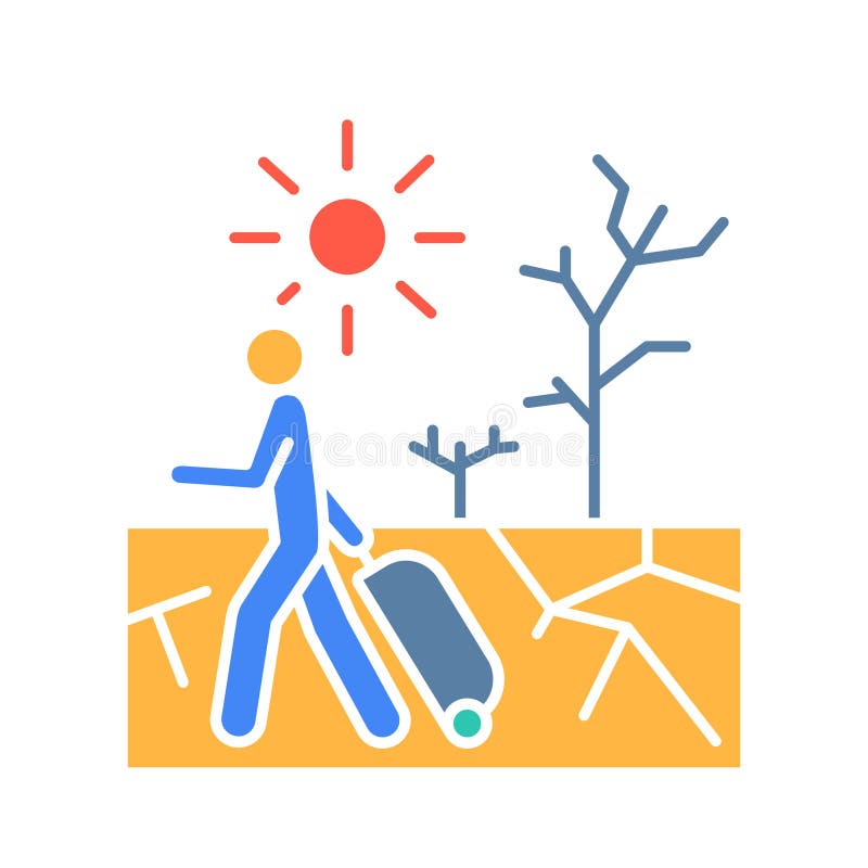 Climate Migration Black Line Icon. Stock Vector - Illustration of ...