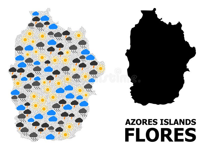 Climate Mosaic Map of Azores - Flores Island Stock Illustration ...