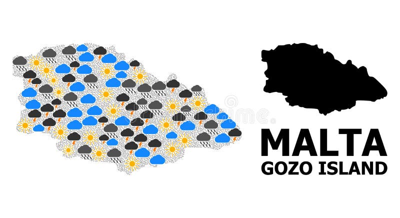 Climate Mosaic Map of Gozo Island Stock Illustration - Illustration of ...