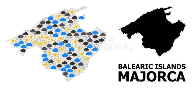 Climate Mosaic Map of Majorca Stock Illustration - Illustration of rain ...