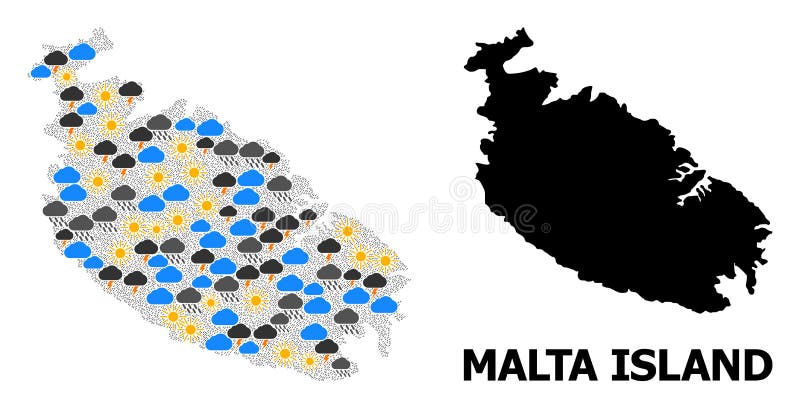 Climate Mosaic Map of Malta Island Stock Illustration - Illustration of ...