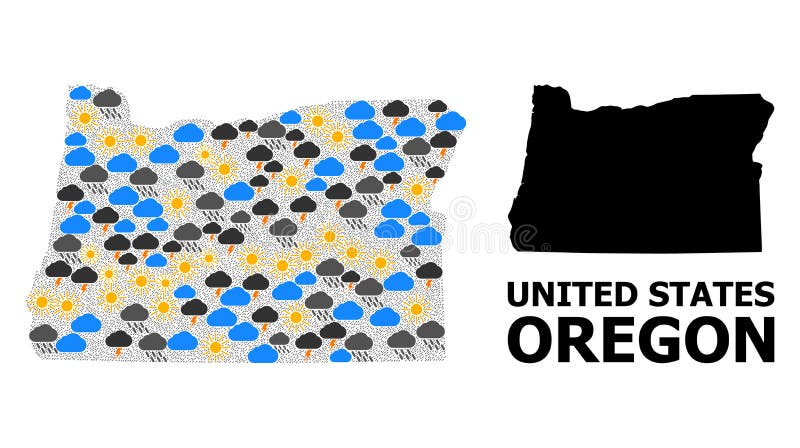 Climate Mosaic Map of Oregon State Stock Illustration - Illustration of ...