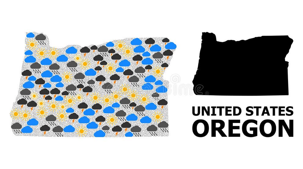 Climate Mosaic Map of Oregon State Stock Illustration - Illustration of ...