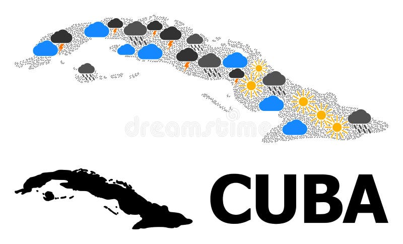 Climate Pattern Map of Cuba Stock Illustration - Illustration of cloud ...