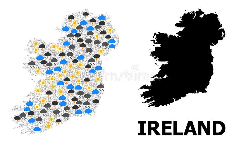Climate Pattern Map of Ireland Island Stock Illustration - Illustration ...