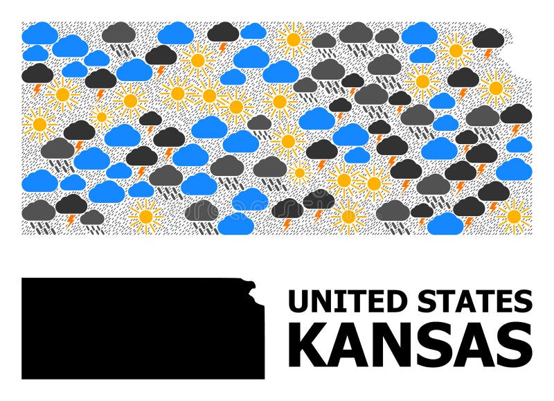 Climate Pattern Map of Kansas State Stock Illustration - Illustration ...