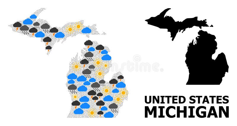 Climate Pattern Map of Michigan State Stock Illustration - Illustration ...