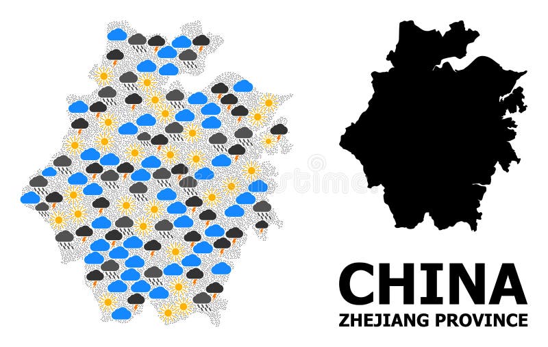 Climate Pattern Map of Zhejiang Province Stock Illustration ...