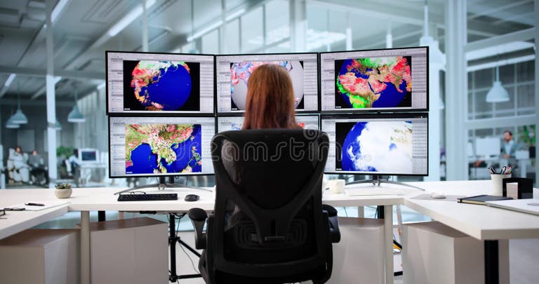 Climate Scientist Using Weather Map Studying Forecast Change Amid ...