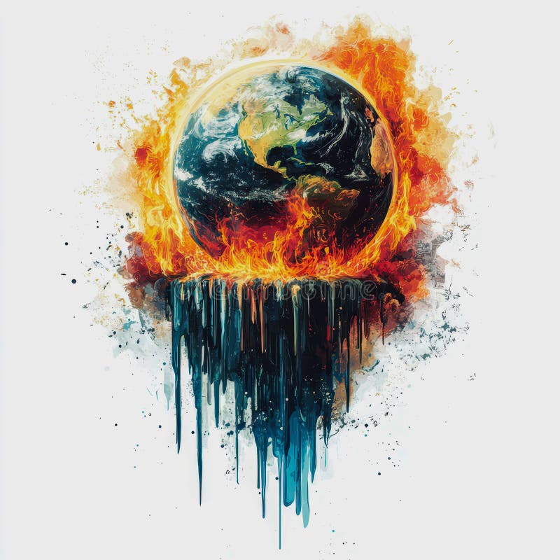 Climate Symbol Depicting the Earth on Fire Emphasizing Global Warming ...