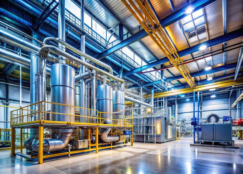 ClimateControlled Interior of a Modern Oil Refinery Industrial ...