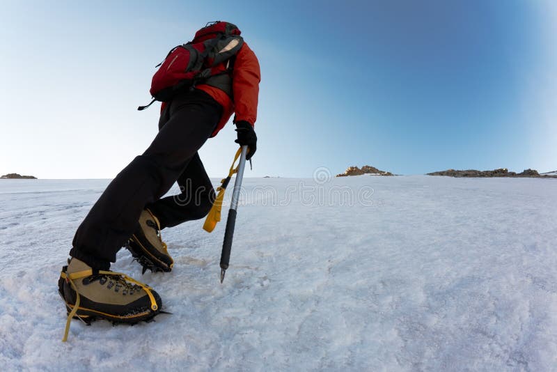 Snow climber in mountains stock photo. Image of foot, track - 5101364