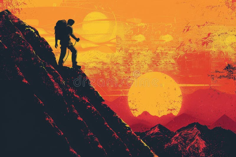 Climber Climbing Mountain, Goal Achievement Concept Stock Photo - Image ...
