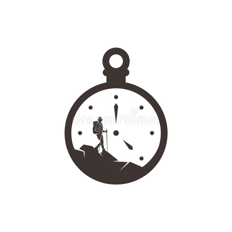 Climber with Clock Logo Design Vector Template. Outdoor Activity Logo ...