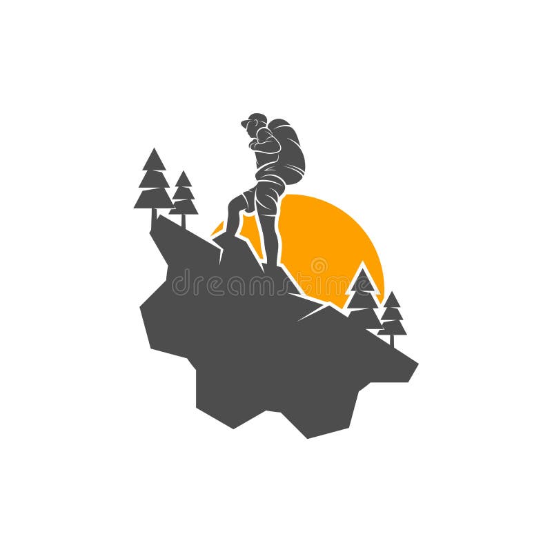 Climber with Gear Logo Design Vector Template. Outdoor Activity Logo ...