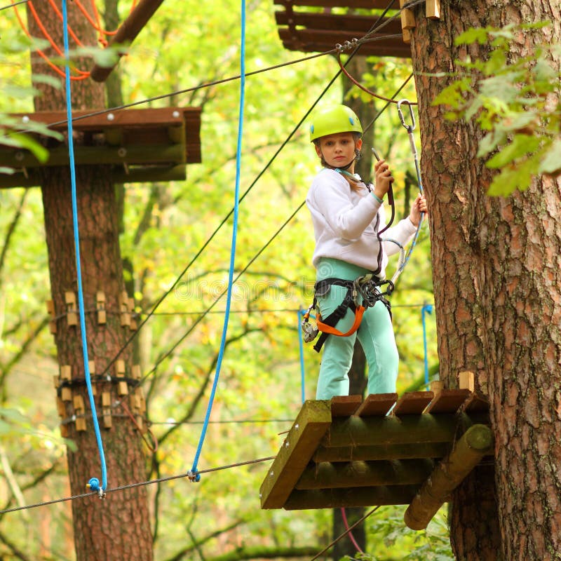 Climber Girl Engaged in Training between Trees Stock Image - Image of ...