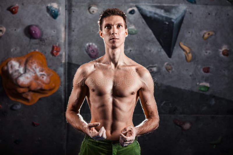 Climber Man Getting Ready for Climb Stock Image - Image of coordination ...