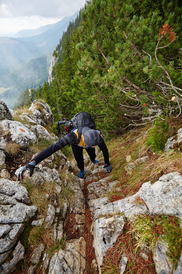 Climber on mountain stock photo. Image of hike, athletic - 60524240