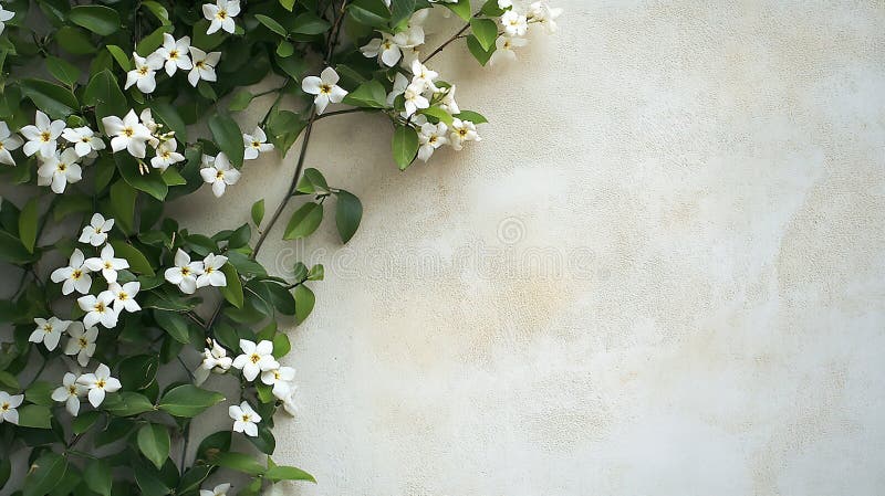 White Jasmine Flowers Creating a Corner Accent with Plenty of Space for ...
