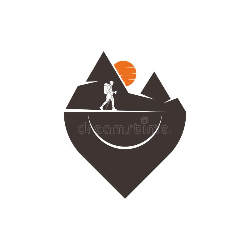 Climber with Point Logo Design Vector Template. Outdoor Activity Logo ...
