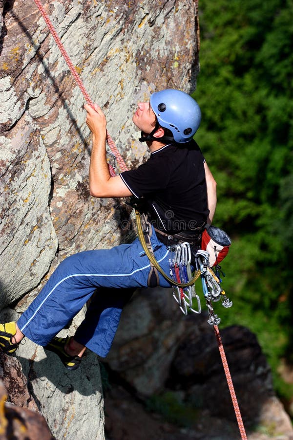A climber rappelling stock photo. Image of express, active - 19865896